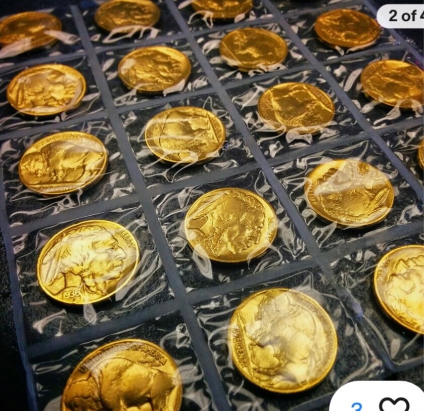 2 GOLD BUFFALO NICKELS -Pure 24K GOLD PLATED Buffalo Indian Head Nickel ...