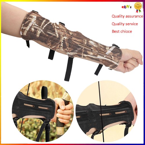 Archery Leather Arm Guard Hunting Arrow Bow 4 Straps Armband Target ...