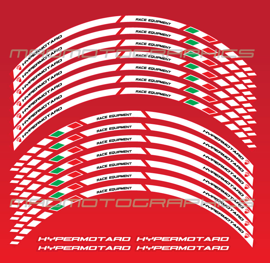 HYPERMOTARD supermoto wheel decals rim stickers stripes Ducati 796 821 ...