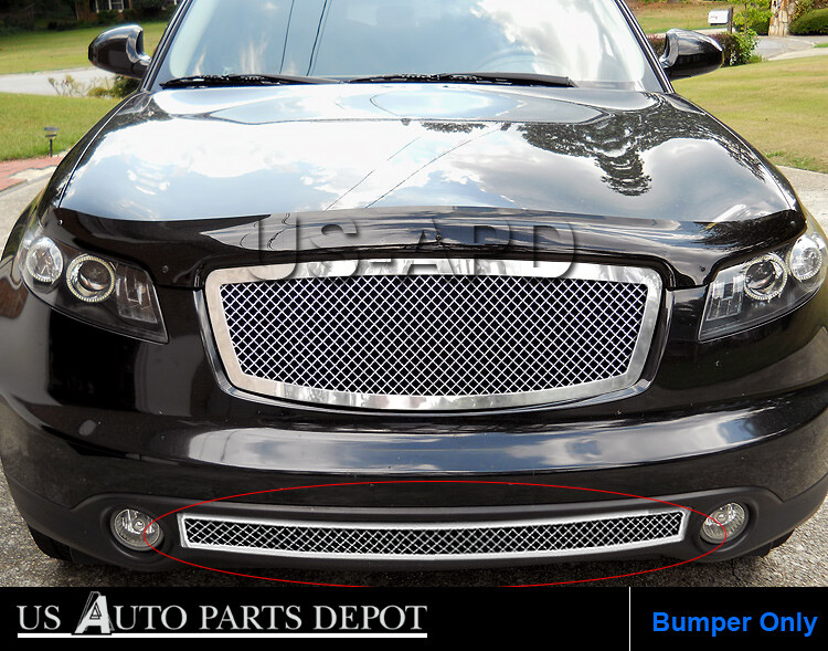 Fits 2003-2005 Infiniti FX35/FX45 Bumper Stainless Chrome Mesh Grille ...