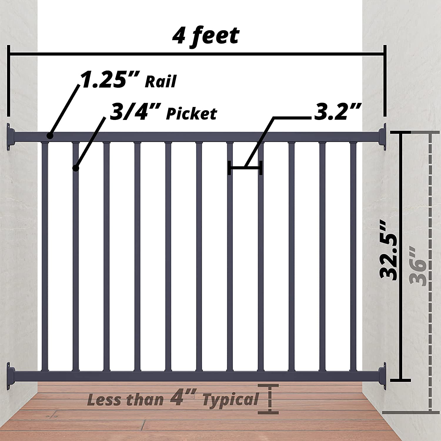 Metal Guard Rail Kit with Balusters and Brackets for Deck Porch Outdoor ...