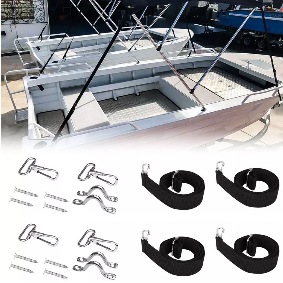 4Pcs 28" To 60" Top Tie Down Webbing Straps For Bimini With Loop Snap ...