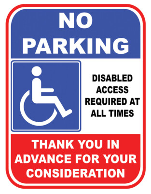 Sign Adhesive Sticker Notice No Parking Disabled Person Requires Access ...