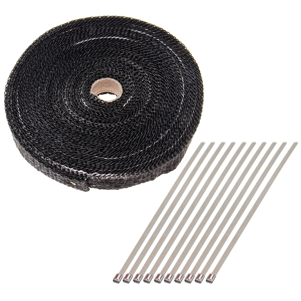 1"x50' Exhaust Header Manifold Exhaust Fiberglass Heat Shield Black ...