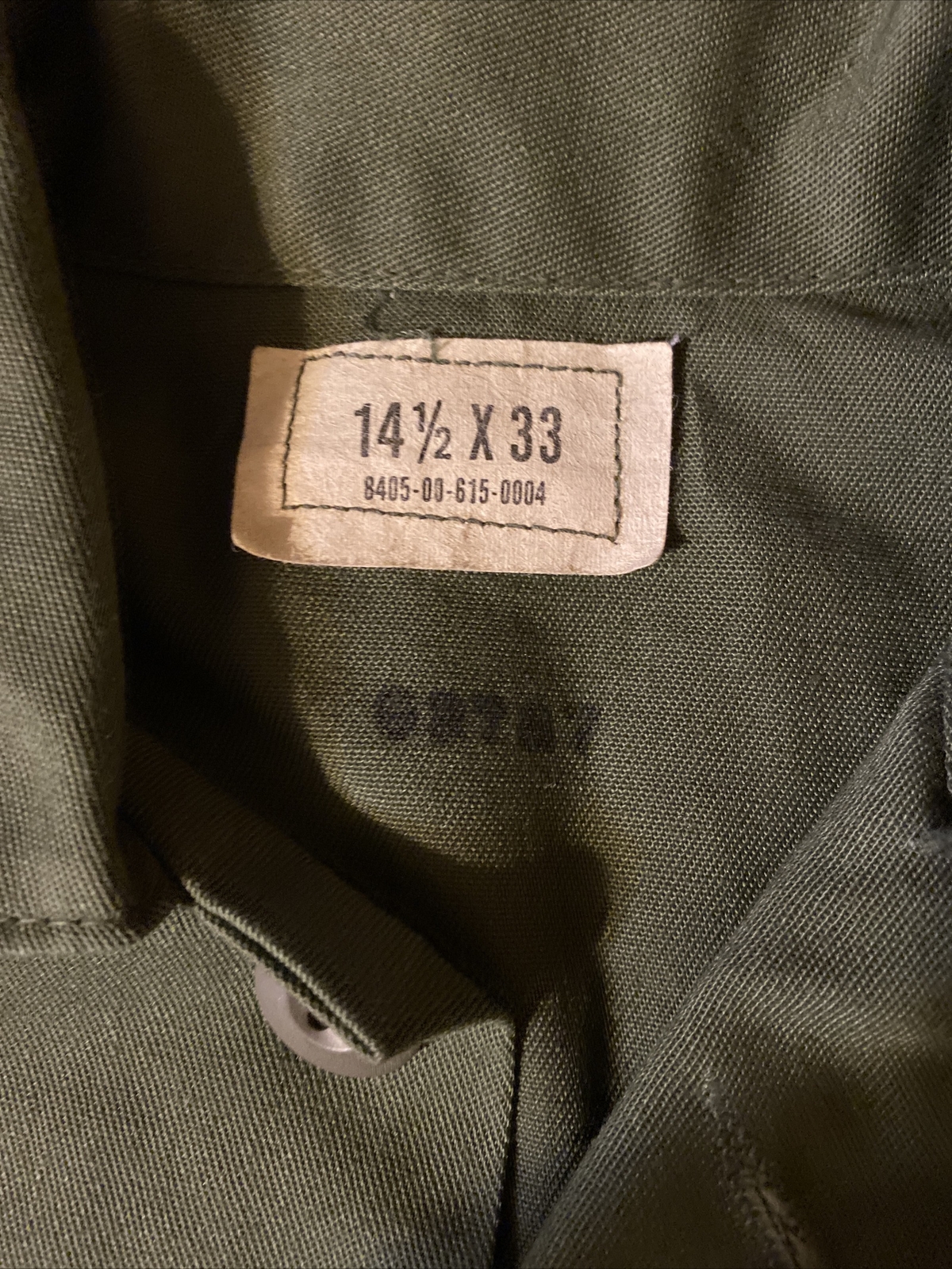 ARMY OD Green Military Issue LS Shirt 14.5x33 8405-00-615-0004 Air ...