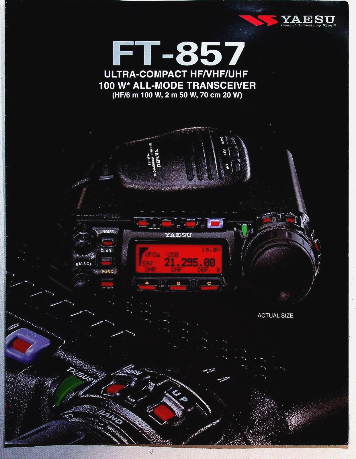 YAESU FT-857 TRANSCEIVER 8 SIDED (FOLDED 8 1/2x11") ORIGINAL COLOR ...