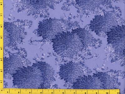 Dark Blue Puff Ball Flowers on Lighter Blue By The Yard CFLBLU03275 | eBay