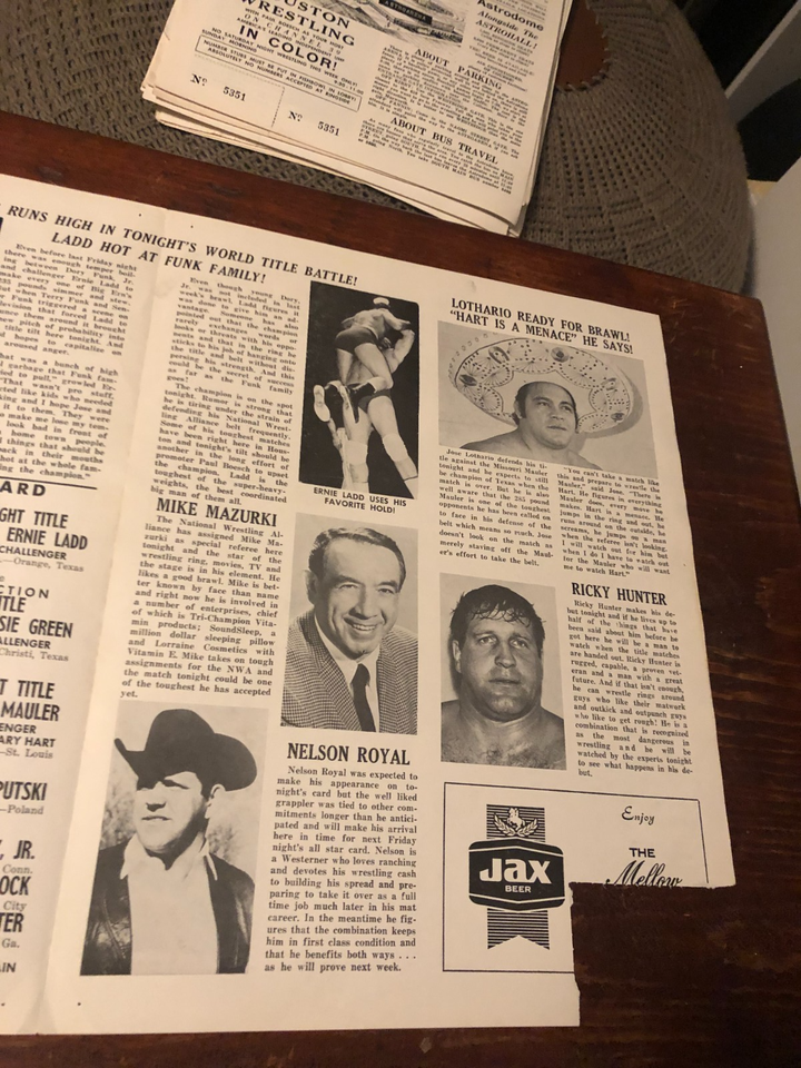 Vintage 01/12/1973 Houston, TX Paul Boesch Wrestling Program NWA/AWA ...
