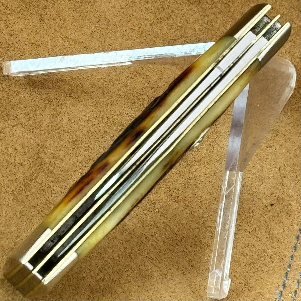 Bone Stag Gunstock Jack Knife by Queen USA (mkrs Schatt Morgan) C0MP to ...