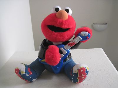Tyco Sesame Street ROCK & ROLL ELMO 12" SINGING Plush Stuffed Animal ...