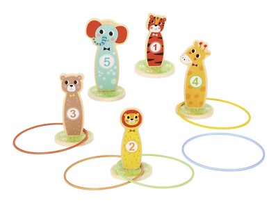 Wooden Jungle Animal Ring Toss Game Develops Motor Skills **BRAND NEW ...