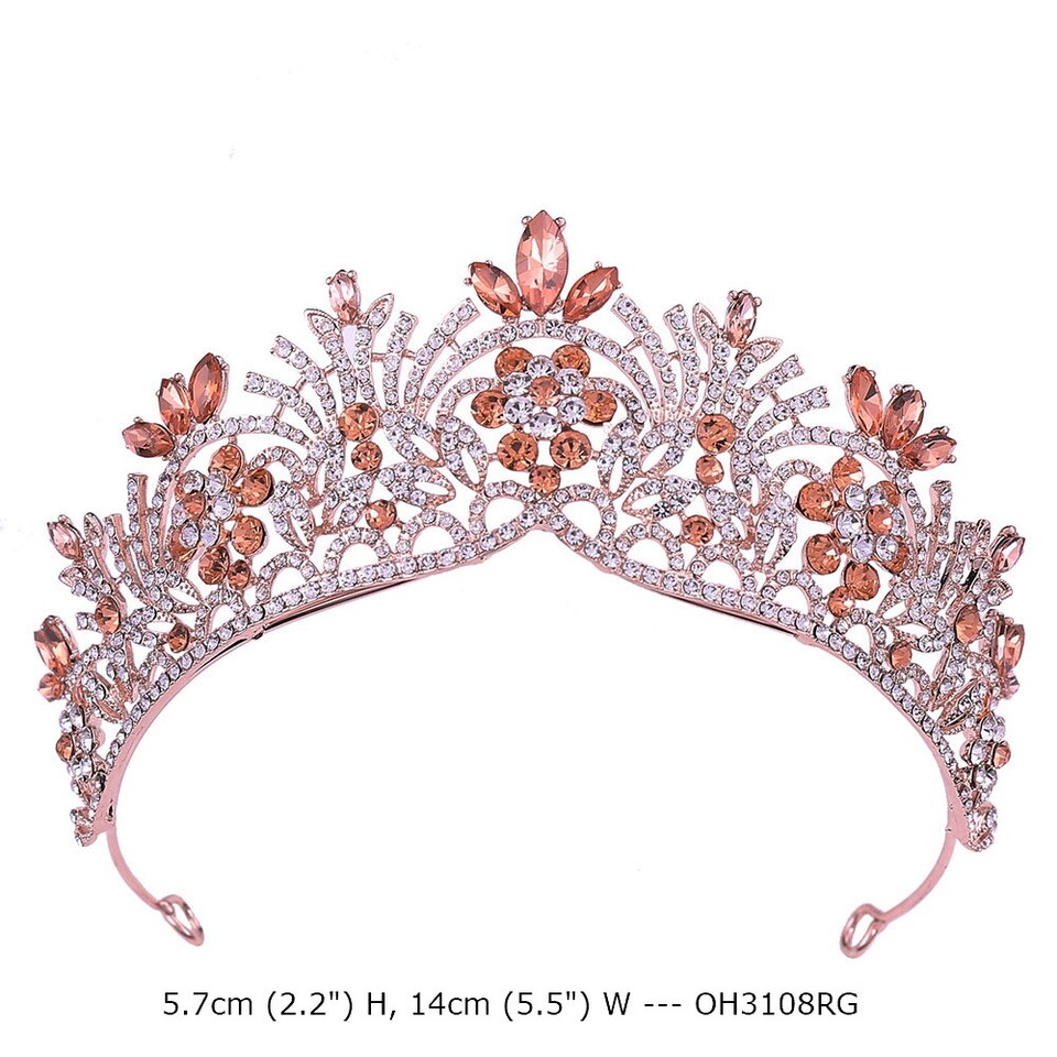 41 Styles Rose Gold Crystal Queen Princess Tiara Crown Wedding Queen ...