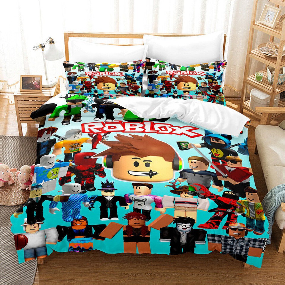 Kids 3D Roblox Game Quilt Duvet Cover Set Bedding Set Single Double UK ...