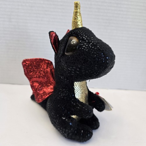 Beanie Boos Ty Grindal Unicorn Dragon 9" Black Plush Stuffed Animal ...
