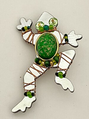 Liztech Signed 2002 Silvertone Mirror Jumping Frog Brooch Pin | eBay