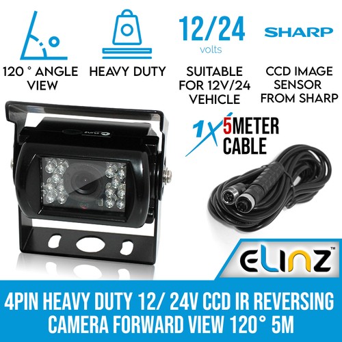 4PIN Heavy Duty 12/24V CCD IR Colour Reverse Reversing Camera Forward ...