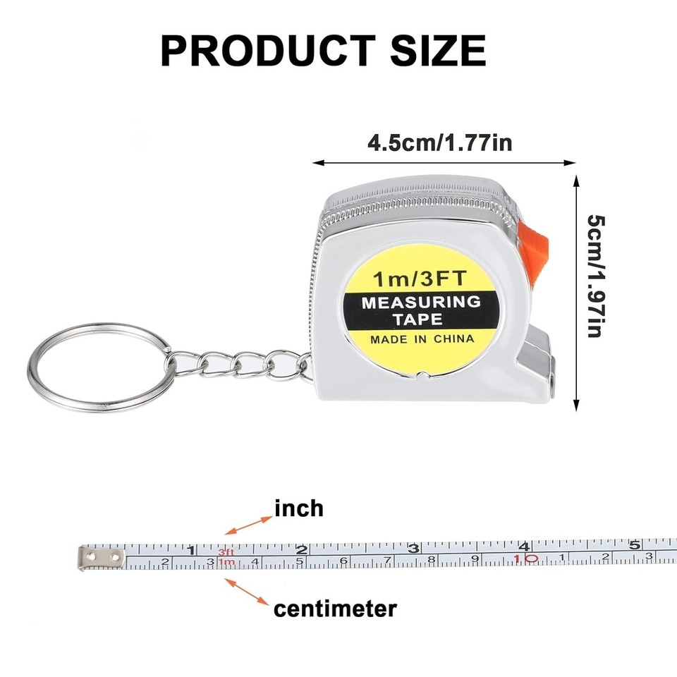 3-Pack Mini Measuring Tape Keychains, Small RetractableTape Measures 3 ...