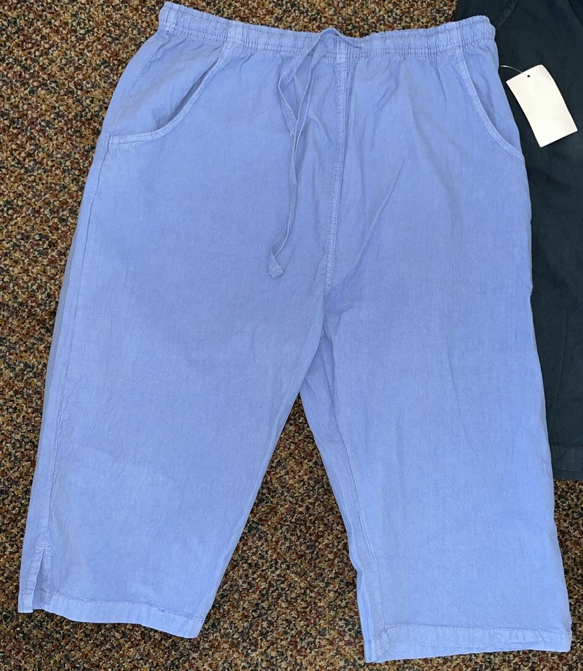 Ragtop USA 100% Cotton Pull On Capris White L,BEIGE L,BLUE L,GREEN M ...