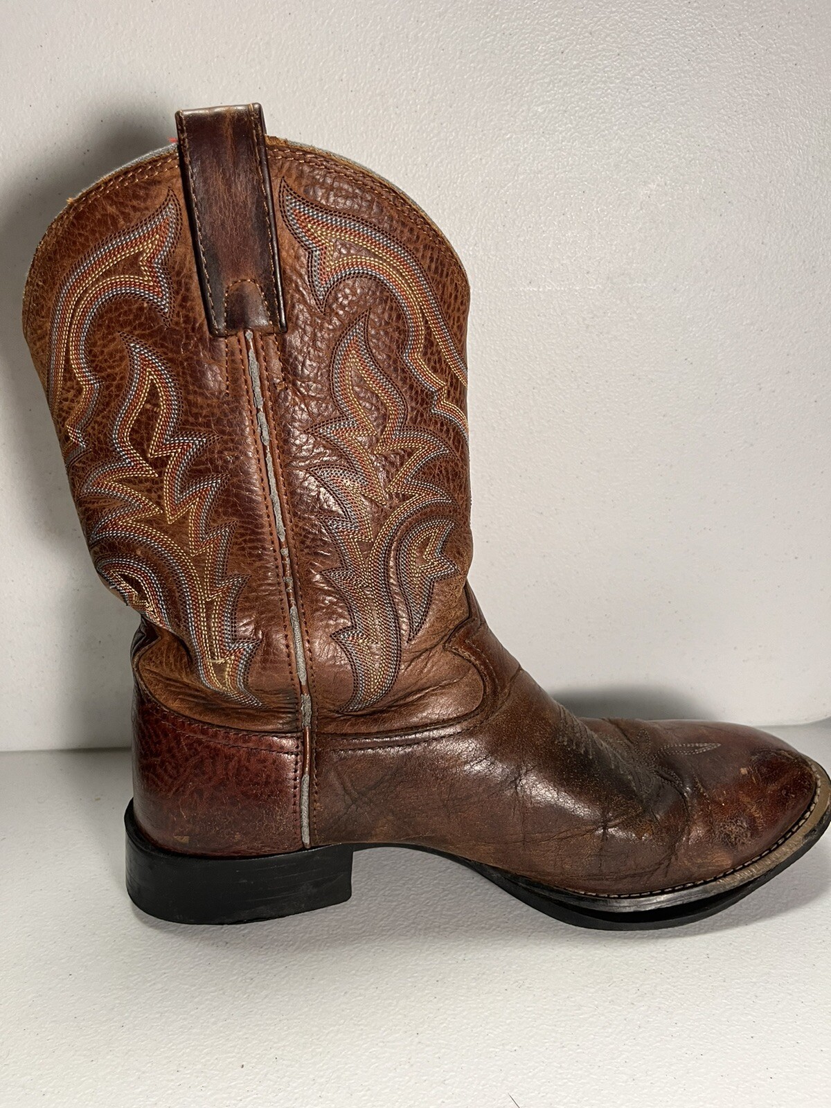 Tony Lama RR1100 Men's Brown Leather Ropers Cowboy Western Boots Size ...