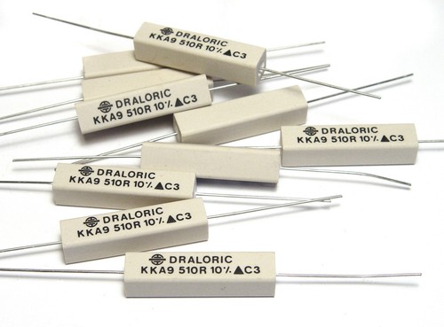 20x Kathoden-Widerstand / Drahtwiderstand Draloric KKA9, 510 Ohm, 9W ...