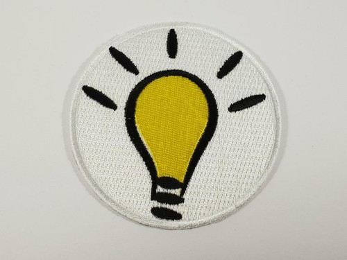 Idea bulb Biker Patch Embroidered Sew Iron on Light-bulb globe genius ...