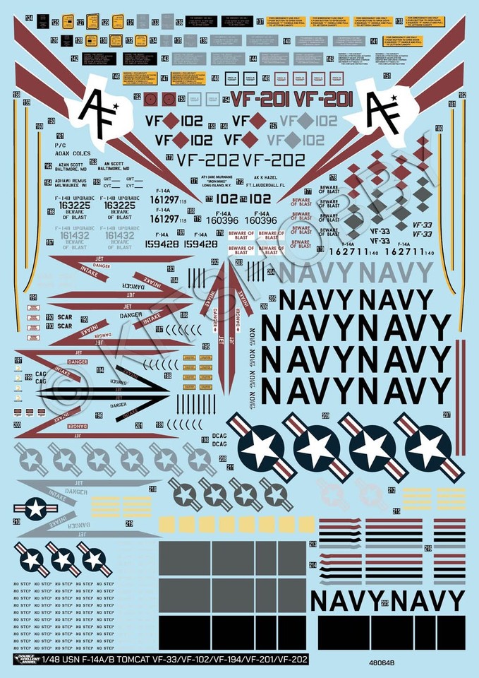 DXM decal 1/48 USN F-14 Tomcat (VF-33/VF-101/VF-102/VF-194/VF-201/VF ...