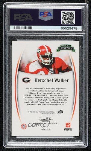 2007 Legends Saturday Signatures Red Ink Herschel Walker PSA 9 MINT ...