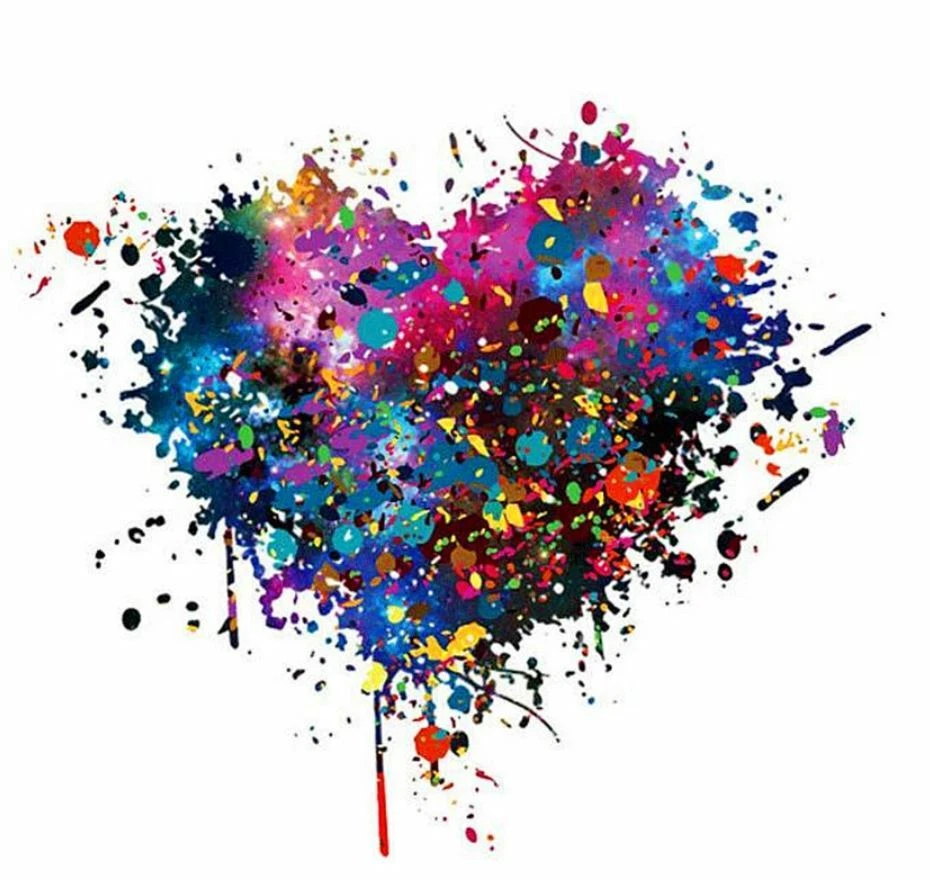 Colorful Paint Splatter Hearts