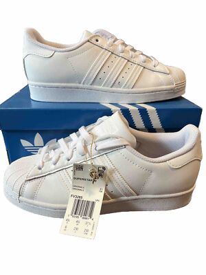 adidas Women's Original Superstar Sneaker White Leather FV3285 6 | eBay