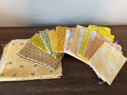 FABRIC BUNDLE YELLOW GOLD MIX Fat Quarter/PARTIALS FLORAL DOT QUILT ...