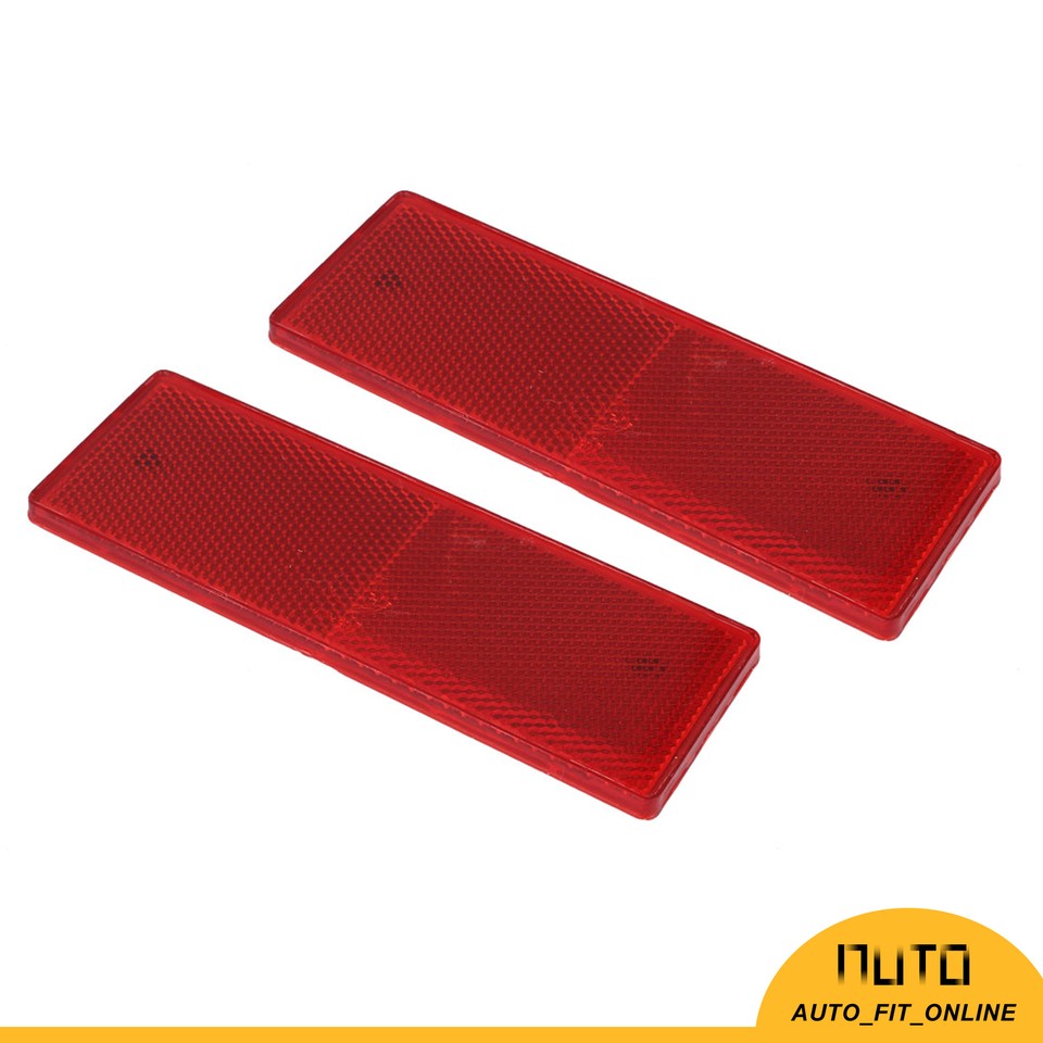 FOUR Truck Car Plastic Stick-On Reflective Rectangle Reflector Red ...