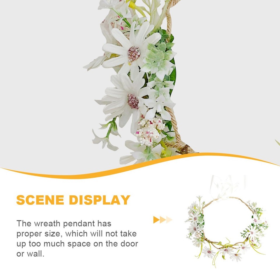 Artificial White Daisy Wreath Spring Flower Floral Hoop with Leaves ...