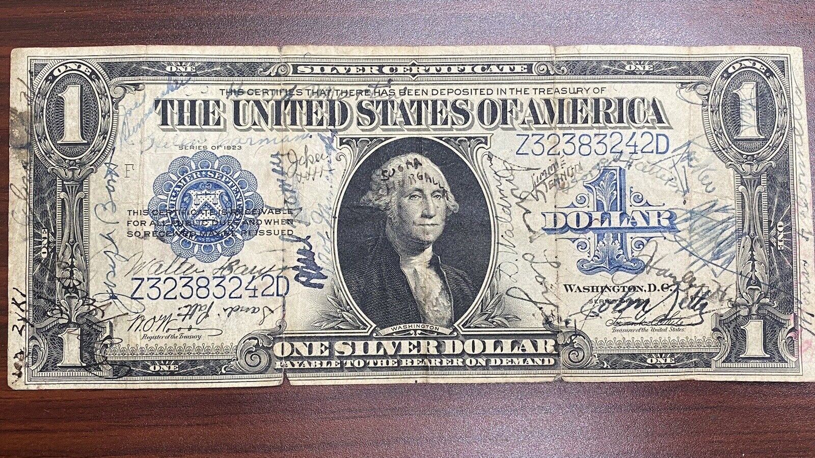 1923 One Dollar Bill Silver Certificate Short Snorter OVER 50 ...