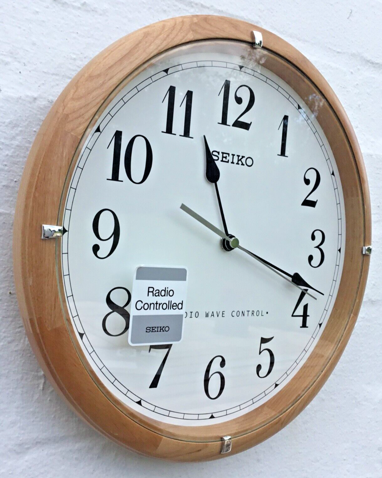 Seiko Radio Controlled Round Wooden Battery Wall Clock QXR303Z - NO BOX ...