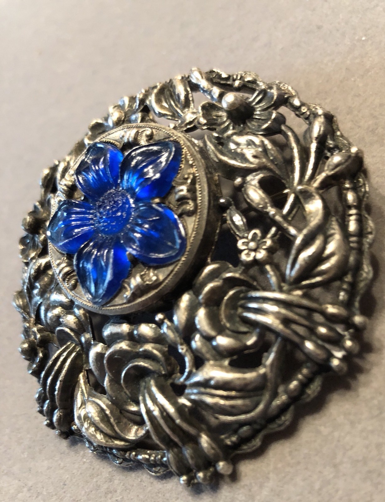 Vintage 1940’s Czech Silver Plate Pomander Pendant Brooch Pin-Estate | eBay