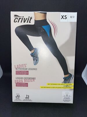 CRIVIT PRO RUNNING WOMEN'S BLACK/ BLUE BODYLINE COMPRESSION LEGGINGS ...