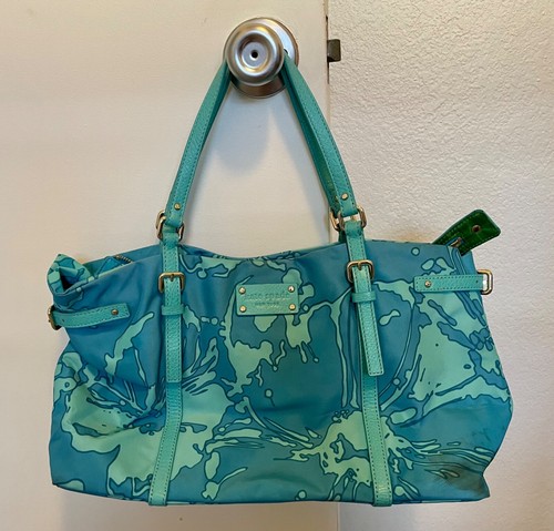 Kate Spade blue nylon hibiscus floral satchel bag | eBay