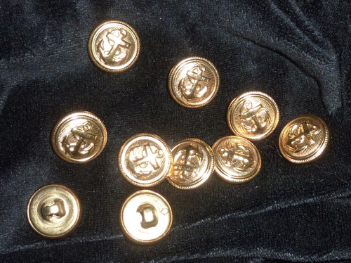 NOS Vintage 10 Gold Tone Embossed Anchor Metal Buttons 5/8" ?brass ...