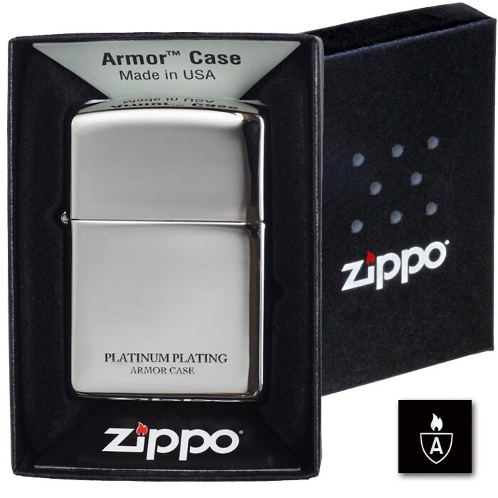 Zippo Lighter Armor Case Titanium Coating Platinum Plating Silver Brass ...