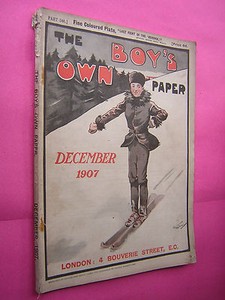 THE BOYS OWN PAPER. DECEMBER 1907. WITH COLOURED PLATE. VINTAGE BOYS ...