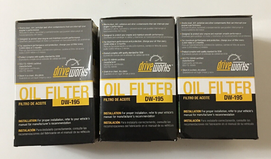 Lot Of 3 New SEALED Driveworks Oil Filter DW-195 * Fram PH3600 ...