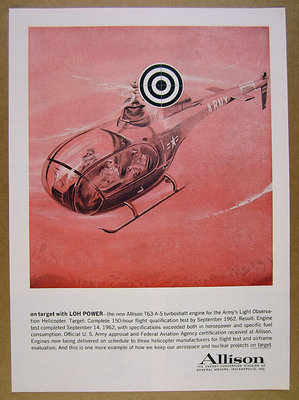 1963 Allison T63-A-5 Engine for US Army LOH Helicopter vintage print Ad ...