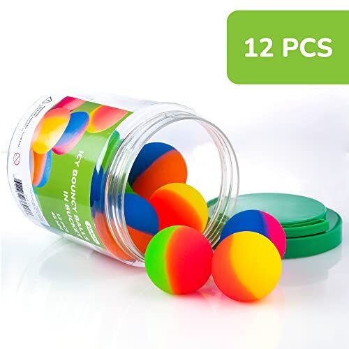 Bouncy Balls for Kids - Party Favors - 45mm Bouncing Balls - Neon 12 ...
