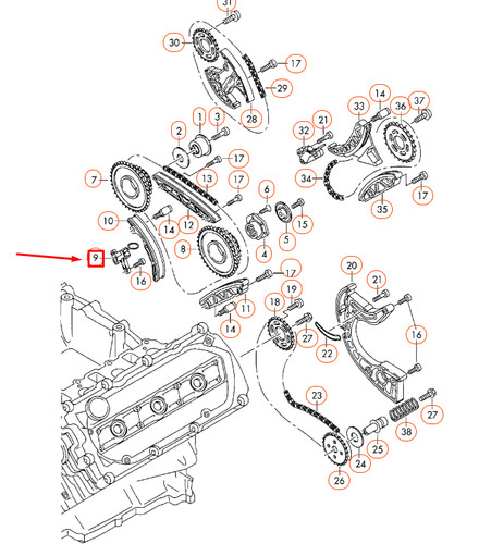 NEW AUDI A4 B8 ENGINE TIMING CHAIN TENSIONER 079109467AE OEM | eBay