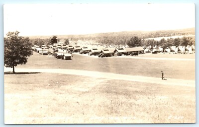 POSTCARD RPPC Camp Grayling Michigan 1941 Military Base Trucks Lake ...