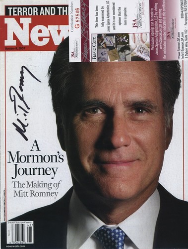 MITT ROMNEY COLOR SIGNED AUTOGRAPHED NEWSWEEK COVER JSA COA | eBay