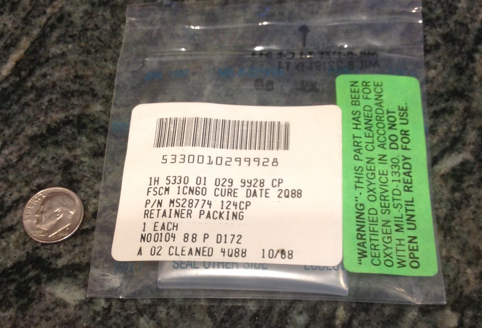 nylon packing retainer oxygen certified cleaned aircarft GE F16 F15 B52 ...