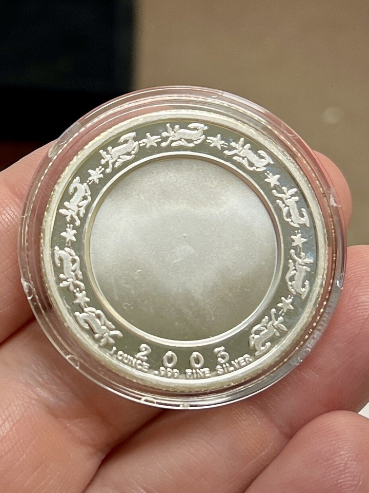 2003 Snowmen 1oz Fine Silver Round Christmas Colorized Enamel Art Coin ...