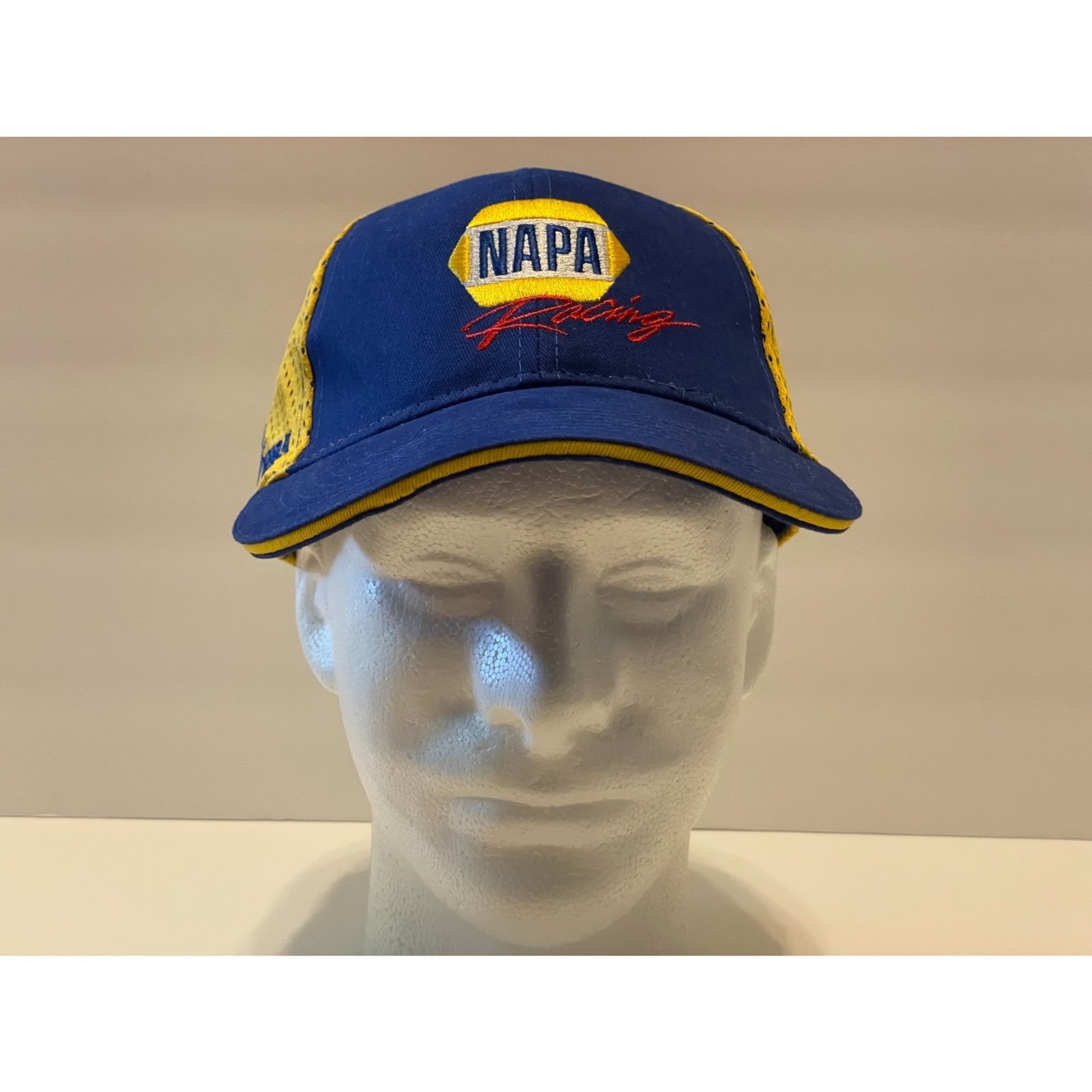 Team NAPA Racing Hat Adjustable Hook Loop Blue Yellow… - Gem