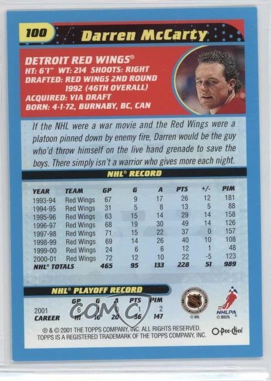 2001-02 O-Pee-Chee Darren McCarty #100 | eBay